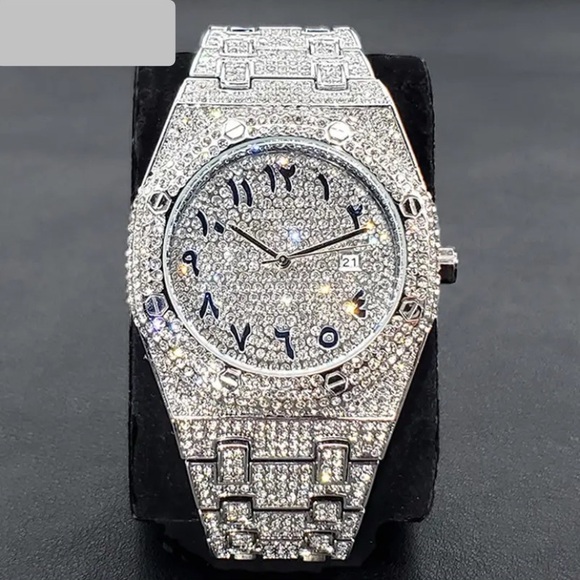 Accessories | Mens Full Diamond Watch Arab Numerals Iced Out Vvs Cz ...
